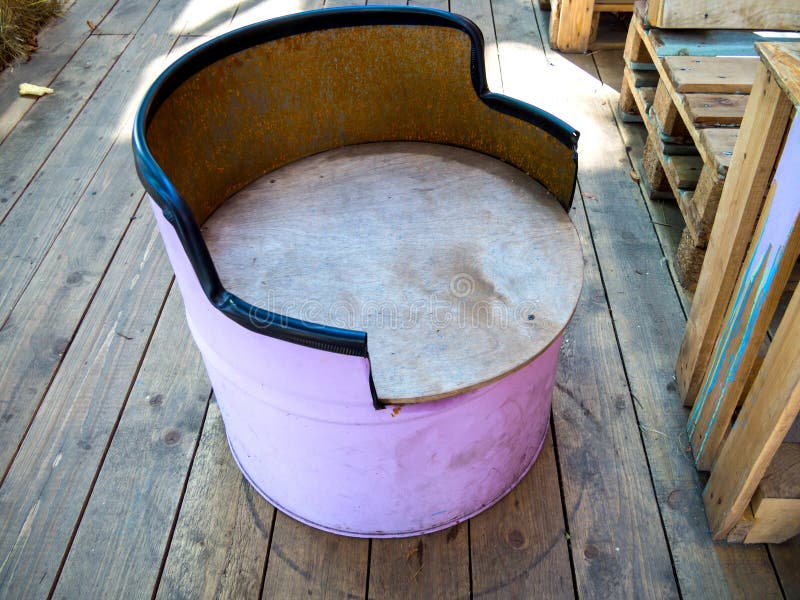 Armchair Made of an Old Metal Cask Stock Photo - Image of decor ...