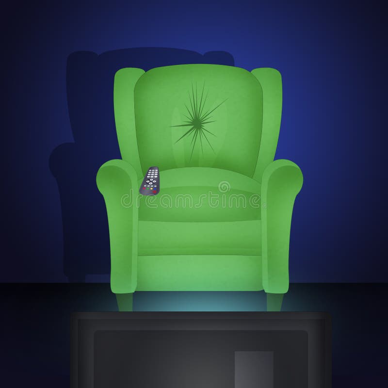 Armchair with Remote Control in Front of the Tv Stock Illustration ...