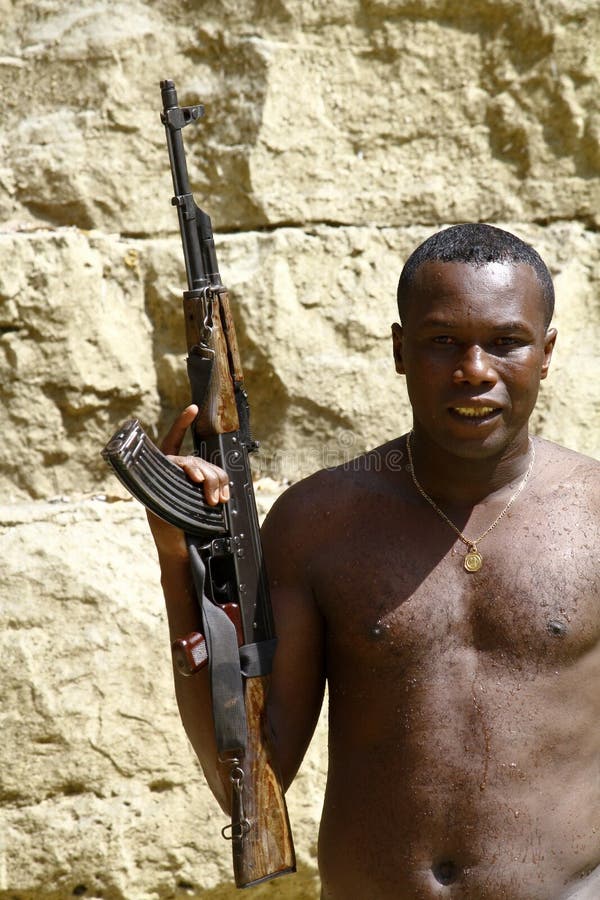 Armed African Rebel with Gun Stock Image - Image of action, combat ...