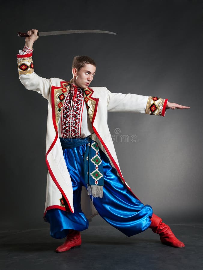 Armed cossack posing stock photo. Image of national, look - 7762906