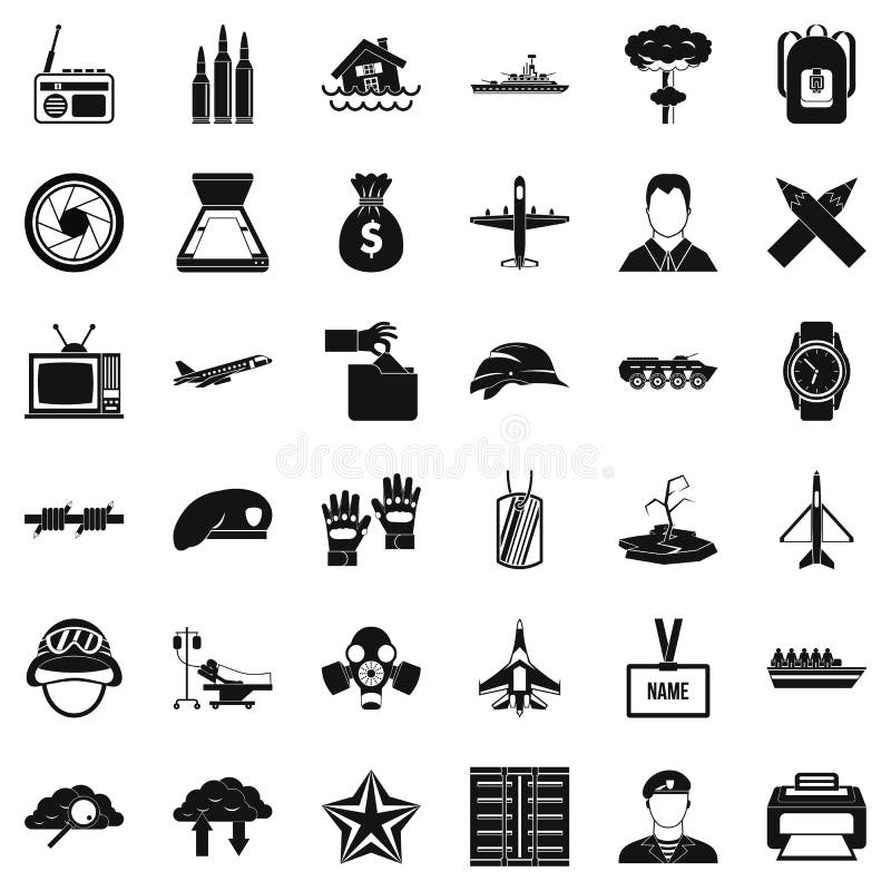 Air Force Icons Black & White Flat Design Circle Set Big Stock Vector ...