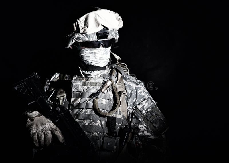 Special Forces Soldier in Projector Dazzling Light Stock Photo - Image ...