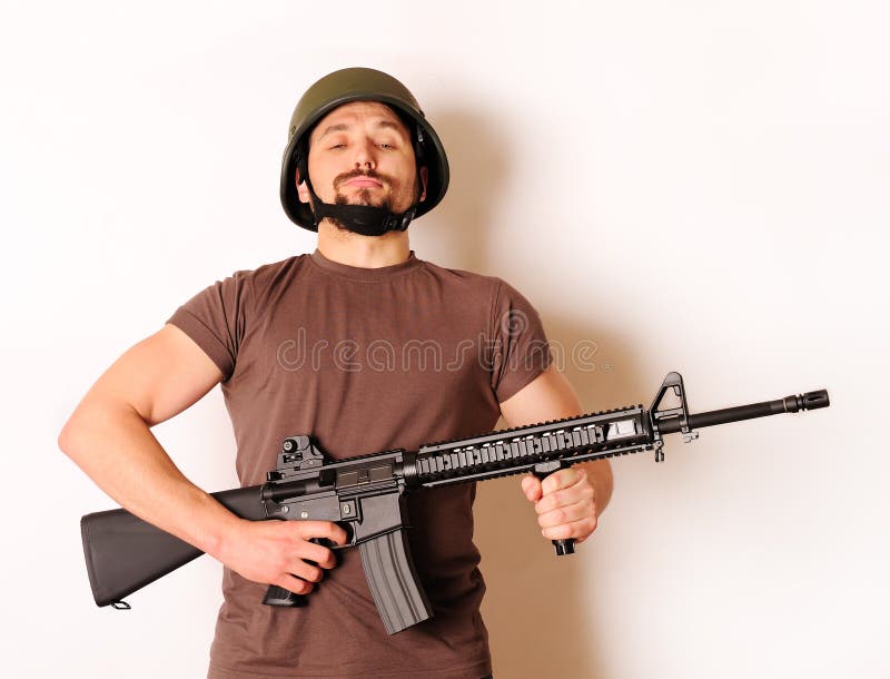 Armed man stock photo. Image of agent, paint, paintball - 14467304