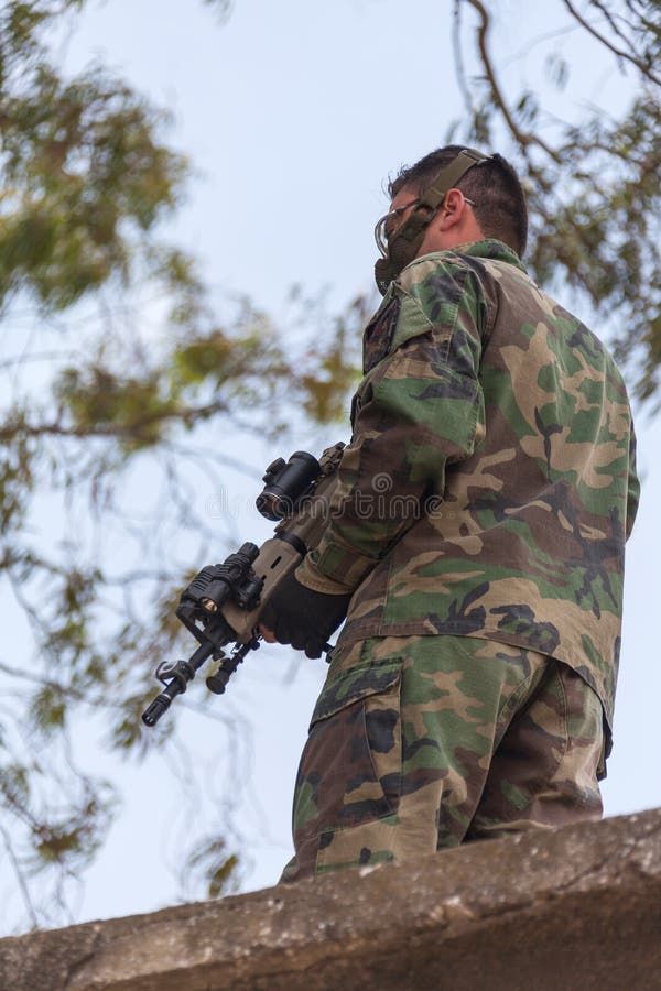 Armed man as a guard stock photo. Image of soldier, rifle - 40616162