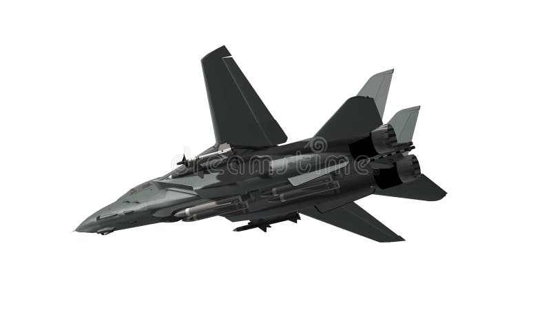 Armed Military Fighter Jet in Flight - Isolated on White Stock ...