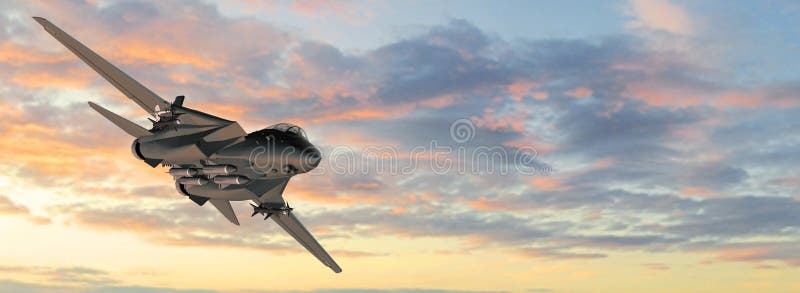 Armed Military Fighter Jet in Flight Stock Illustration - Illustration ...