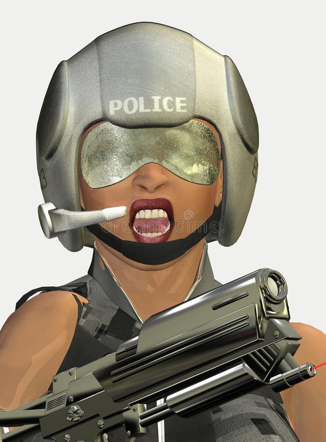 Cartoon Blond Female Soldier with a Sub Machine Gun Stock Vector ...