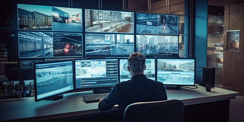 An Armed Security Guard in a Bank Diligently Monitors the Situation ...
