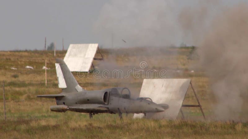 Armed Shells Falling on a Fighter Model and Hitting the Target during ...