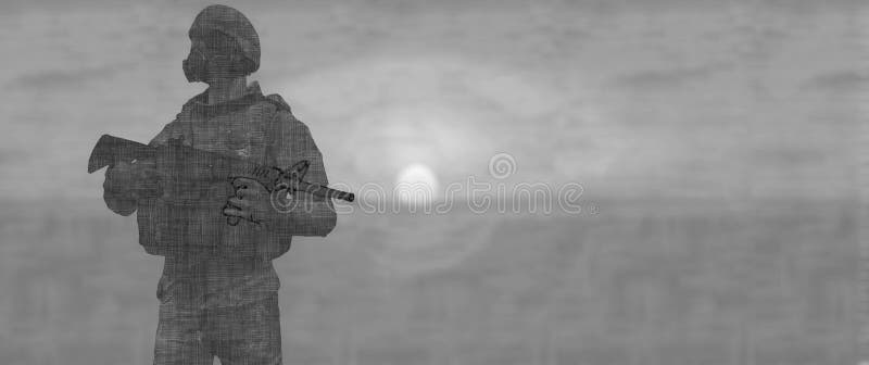 Armed soldier guarding stock illustration. Illustration of army - 180094345