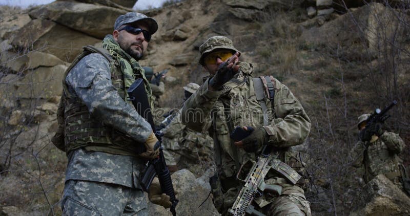 Armed Soldiers Reviewing a Map Stock Image - Image of caucasian, forces ...
