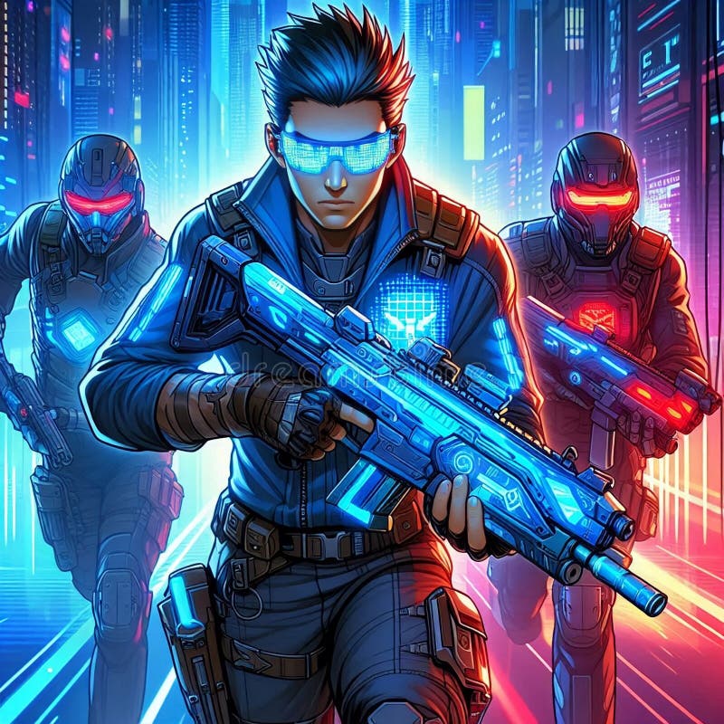 Armed Squad Illustrator Design,pixel Art Stock Illustration ...