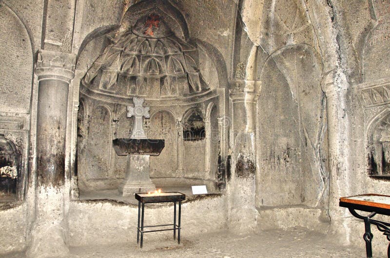 Armenia, Ancient Geghard Monastery Carved in the Rock Inside Editorial ...
