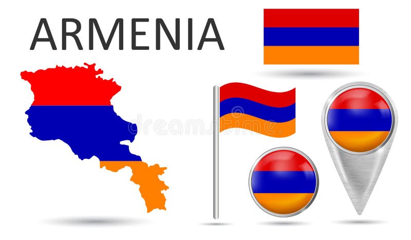 ARMENIA. Flag, Map Pointer, Button, Waving Flag, Symbol, Flat Icon and ... ARMENIA. Flag, Map Pointer, Button, Waving Flag, Symbol, Flat Icon and ...