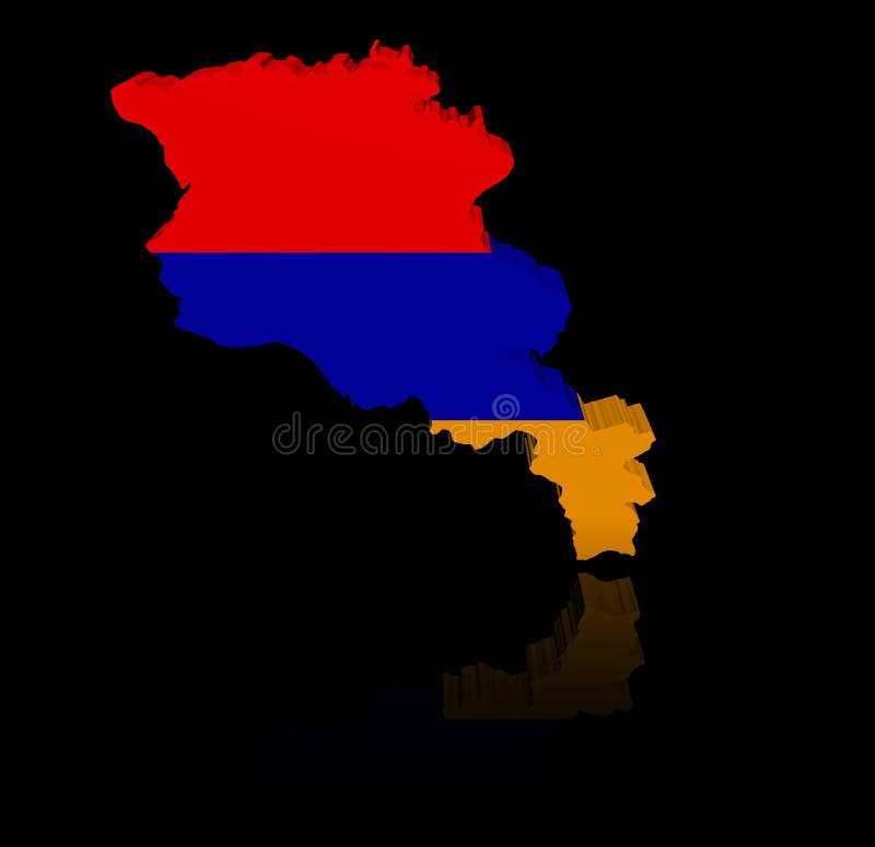 Armenia Map Flag with Reflection Illustration Stock Illustration ...