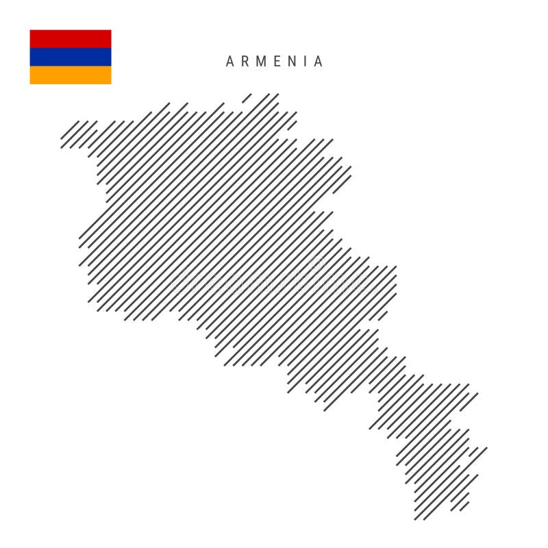 Armenia Map from Pattern of Black Slanted Parallel Lines. Flat Vector ...