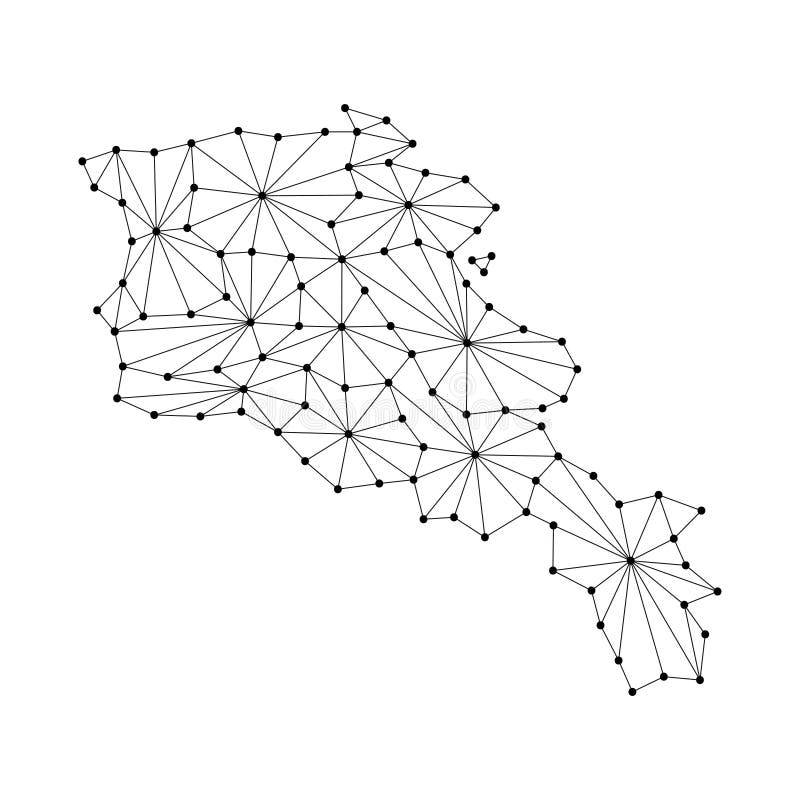 Indonesia Map of Polygonal Mosaic Lines Network, Rays, Dots ...