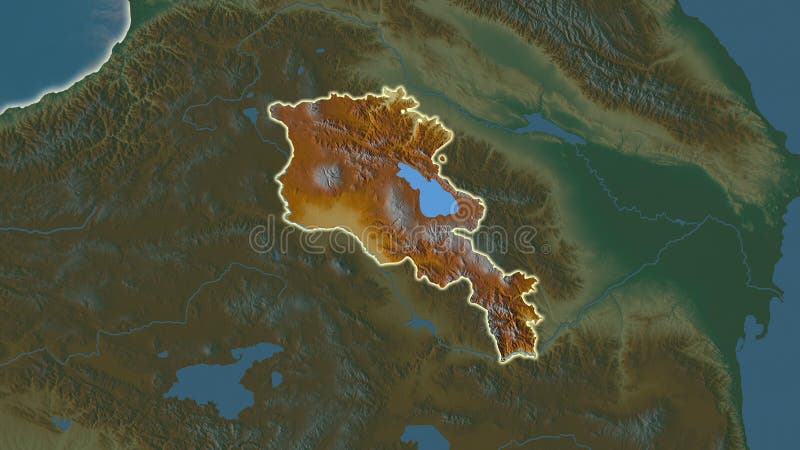 Topographic Armenia Map Hypsometric Armenia Elevation Tint Spectral Shaded Relief Map 3d ...