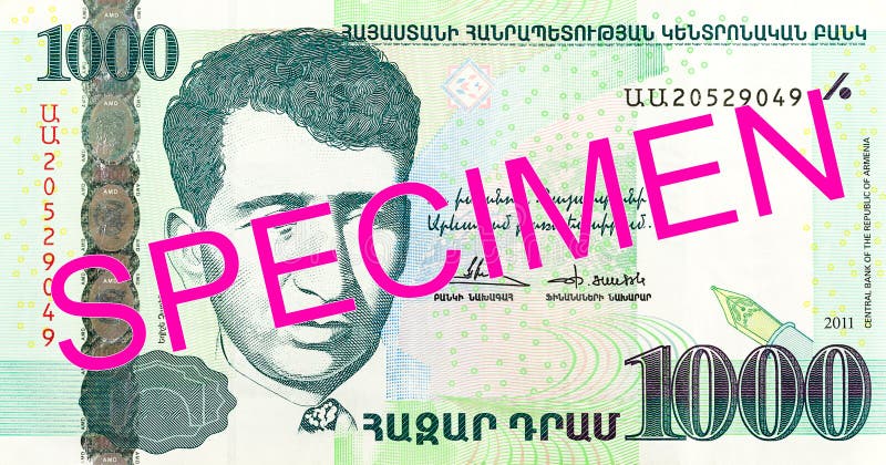1000 Armenian Dram Bank Note Obverse Stock Photo - Image of finance ...