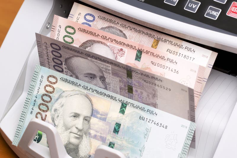 Armenian Dram in the Counting Machine Stock Image - Image of dram ...