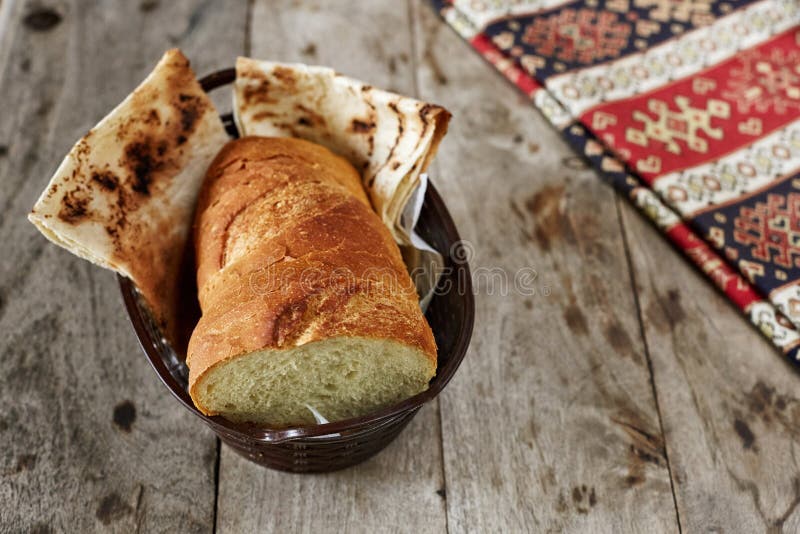 Armenian Flatbread Lavas and Bread. Stock Image - Image of food, yellow ...