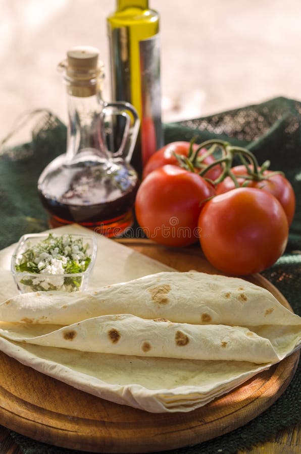 Armenian Thin Lavash and Cottage Cheese with Herbs Stock Image - Image ...