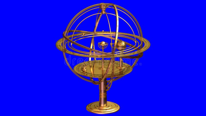 Armillary Sphere and Zodiac Signs. Black Background Stock Footage ...