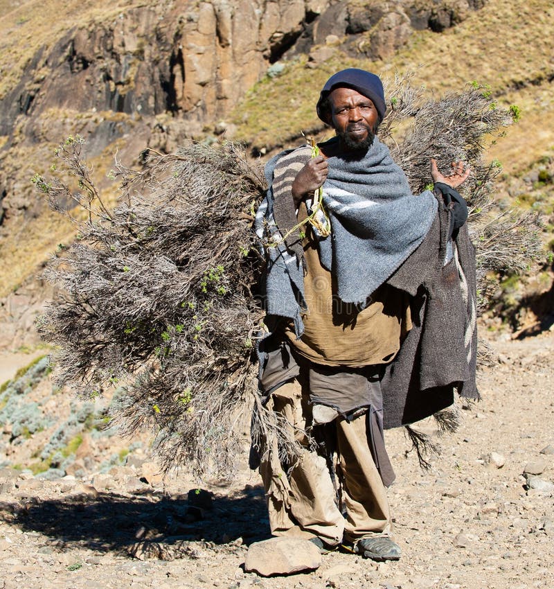 Armoede - Bosjesman Basotho Redactionele Foto - Image of winter, herder ...
