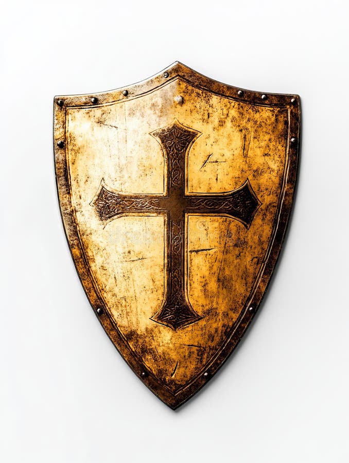 Armor Accessories with Golden Medieval Shield Design. Stock Photo ...