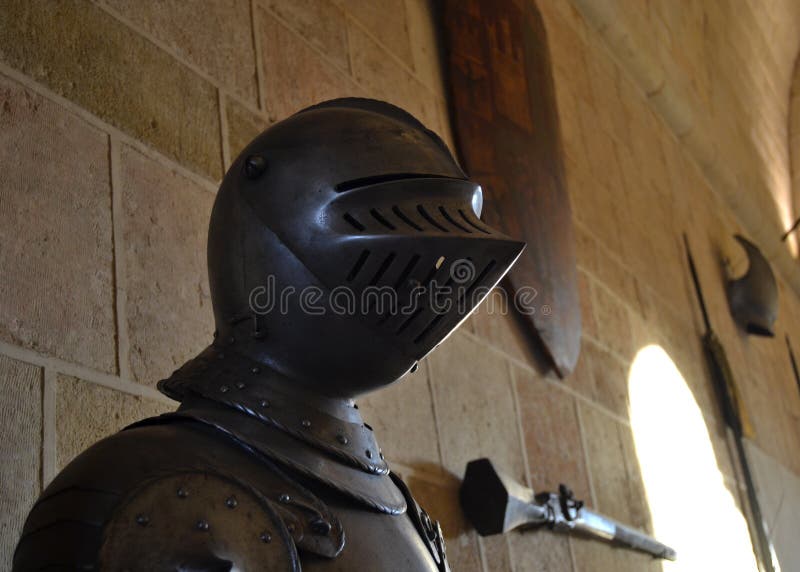 Helmet of a medieval armor editorial photo. Image of defending - 246612016