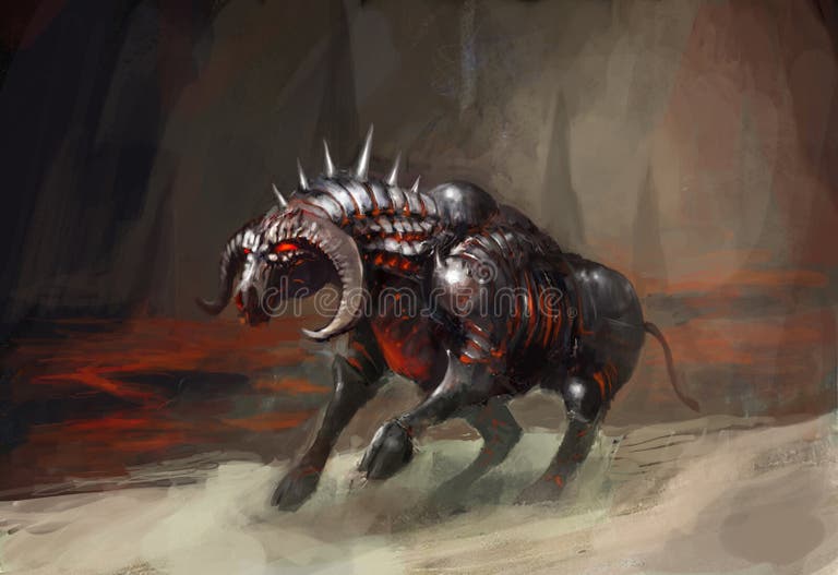 Armor knight bull stock illustration. Illustration of flaming - 24505579