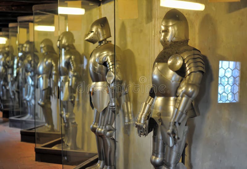 Armor Of Medieval Knights At The Museum Stock Illustration - Image ...