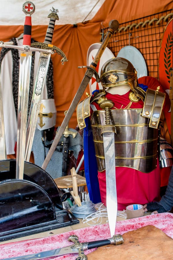 Armor and Roman swords stock photo. Image of lozoya, swords - 53552290