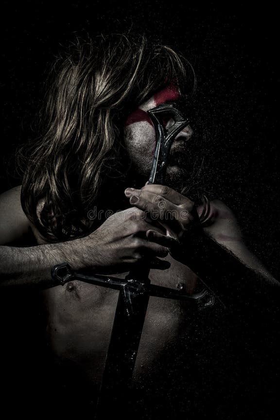 Armor.savage Warrior with Iron Sword Stock Image - Image of human ...