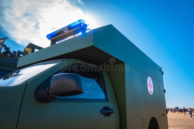 Armored Ambulance Car of Green Color Stock Image - Image of protection ...