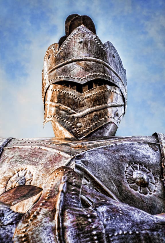 Armored Knight Looking Down Blue Sky Stock Photo - Image of antique ...
