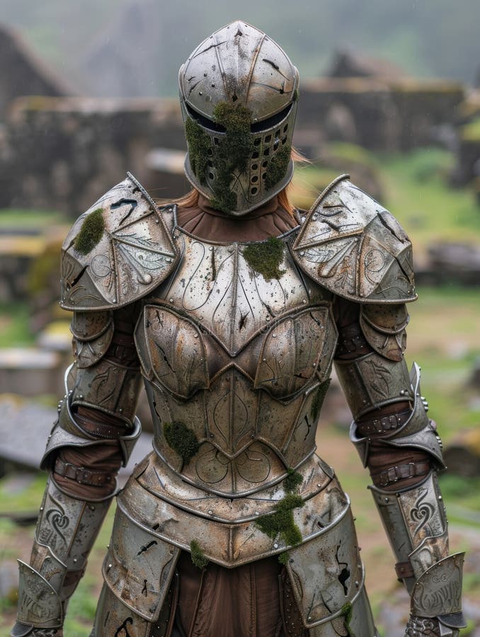 Armored Knight on Medieval Battlefield Anime Style Portrait ...