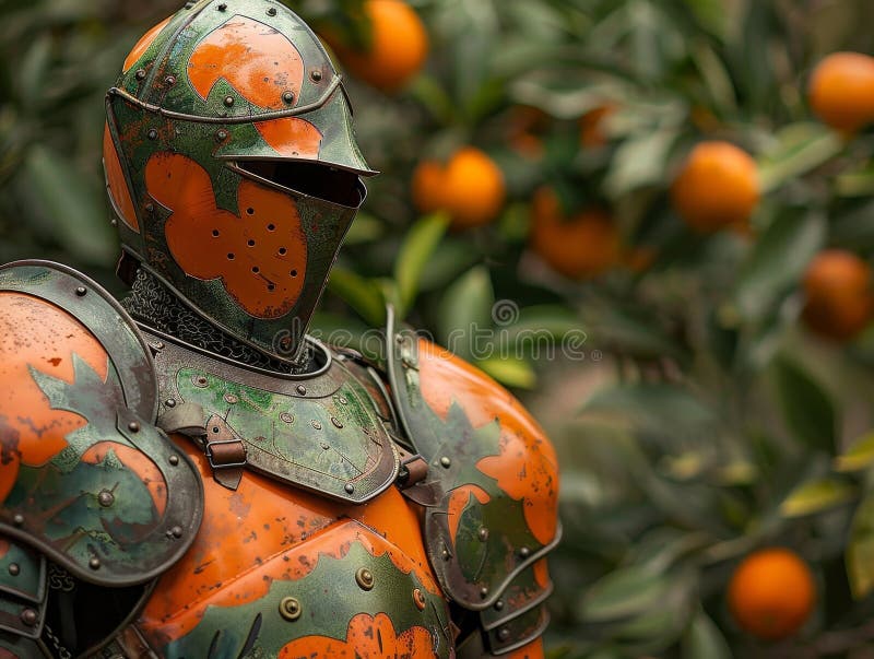 Armored Knight in a Pumpkin Patch Stock Illustration - Illustration of ...