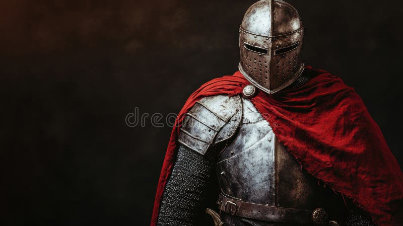 Armored Medieval Knight Ready for Battle in Dramatic Low Lighting Stock ...