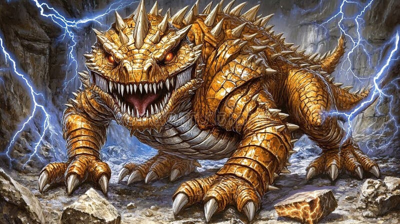 Armored Monster Cave Lightning Game Art Imagen de archivo - Imagen de ...