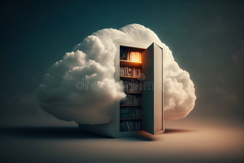 Armored Safe with User Stuff Standing in the Cloud, Cloud Storage ...