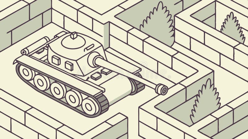 Armored Tank Navigating a Complex Maze, Strategy and Challenge Vector ...