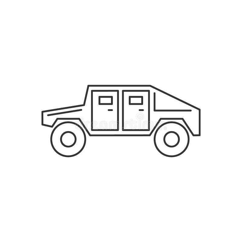 Armored Vehicle Line Vector Icon Stock Vector - Illustration of black ...