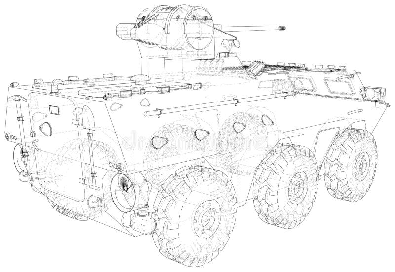 Armored Vehicle Technical Wire-frame. Vector Rendering of 3d Stock ...