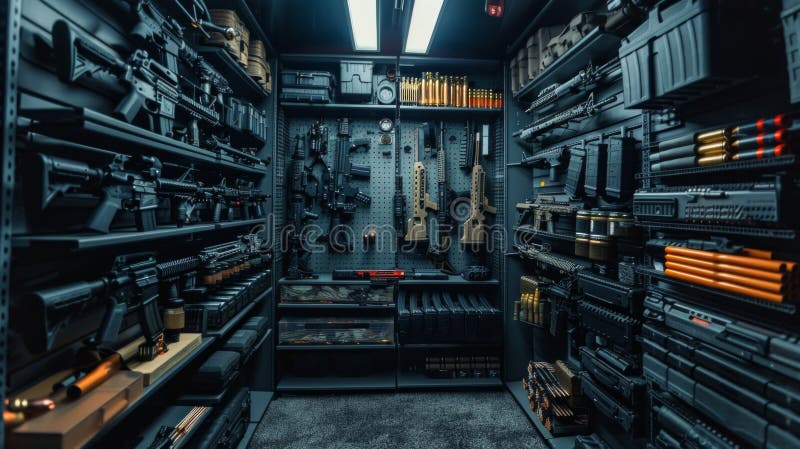 Armory Interior. Weapon Storage Shelves Stock Photo - Image of product ...