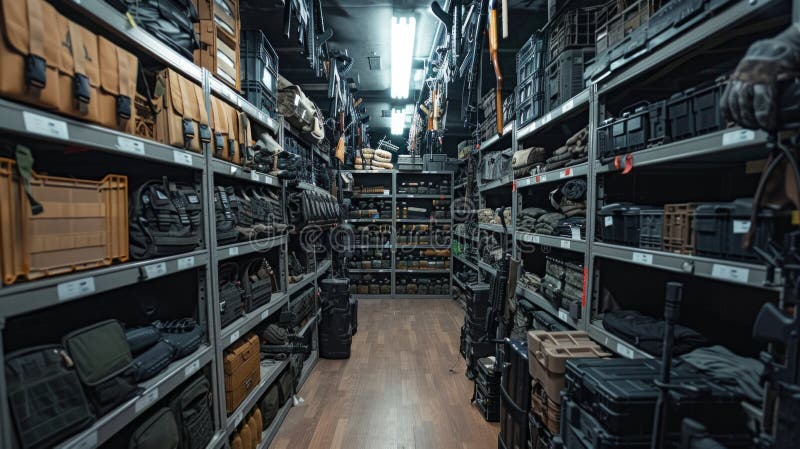 Armory Interior. Weapon Storage Shelves Stock Photo - Image of detail ...