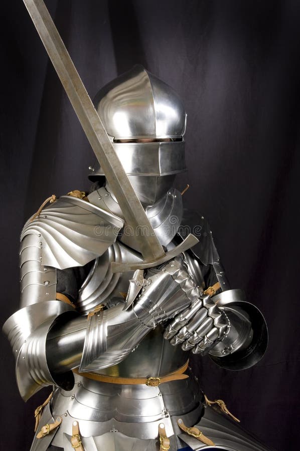 Knight in Armour with Shield and Sword Stock Photo - Image of armored ...