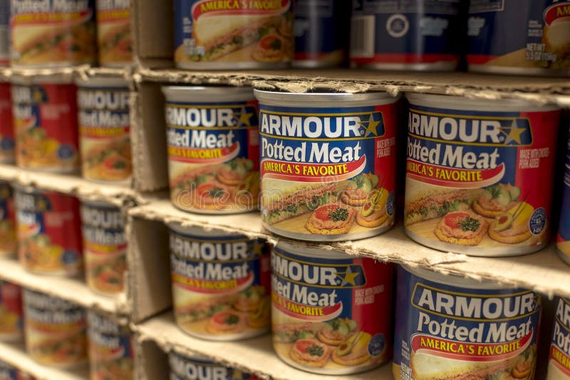 Armour Canned Potted Meat for Sale at an Aisle of a Supermarket ... Armour Canned Potted Meat for Sale at an Aisle of a Supermarket ...