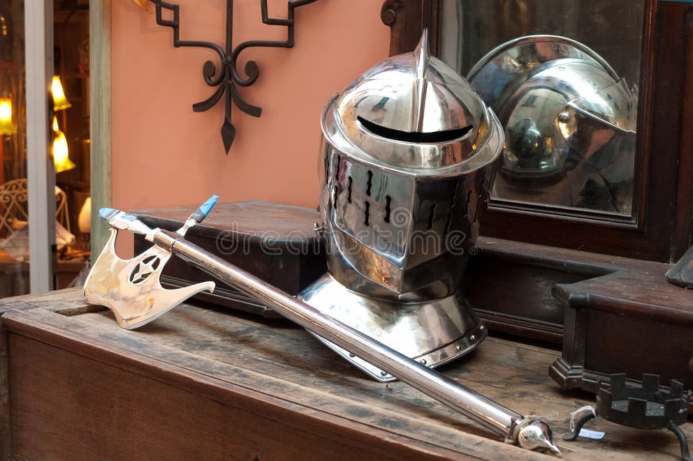 Armour on market stall stock photo. Image of helmet, military - 15768536