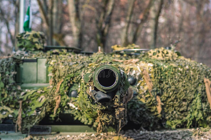 Armoured Tank with Cannon and Camouflage Coating Stock Photo - Image of ...